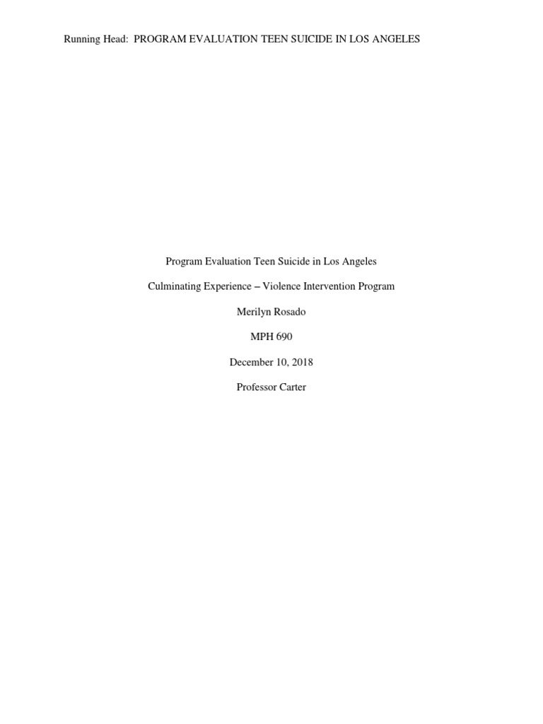 Culminating Experience Final Paper | PDF | Adolescence | Mental Health