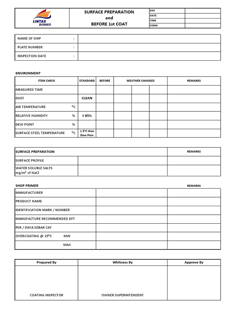 Surface Preparation and Coating Inspection Report | PDF