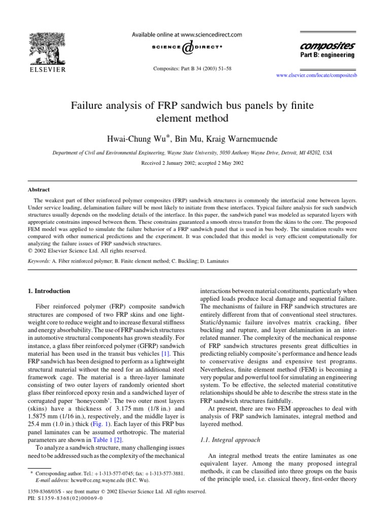 Failure Analysis of FRP Sandwich Bus Pan PDF | PDF | Composite Material ...