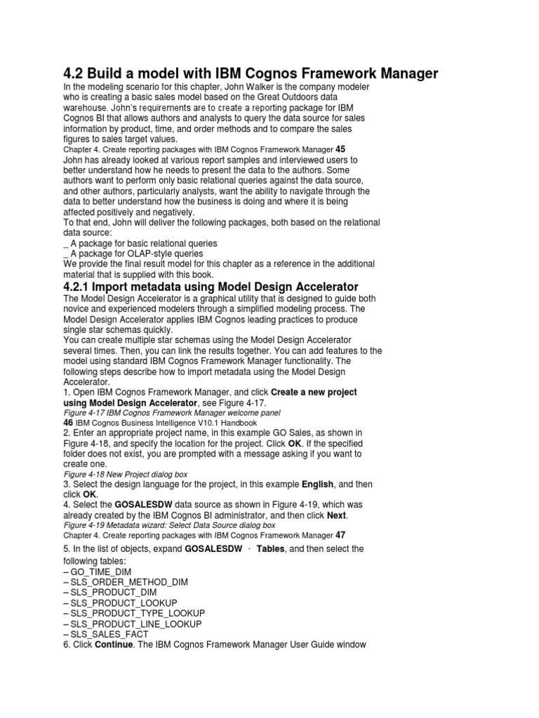 4.2 Build A Model With IBM Cognos Framework Manager: 4.2.1 Import ...