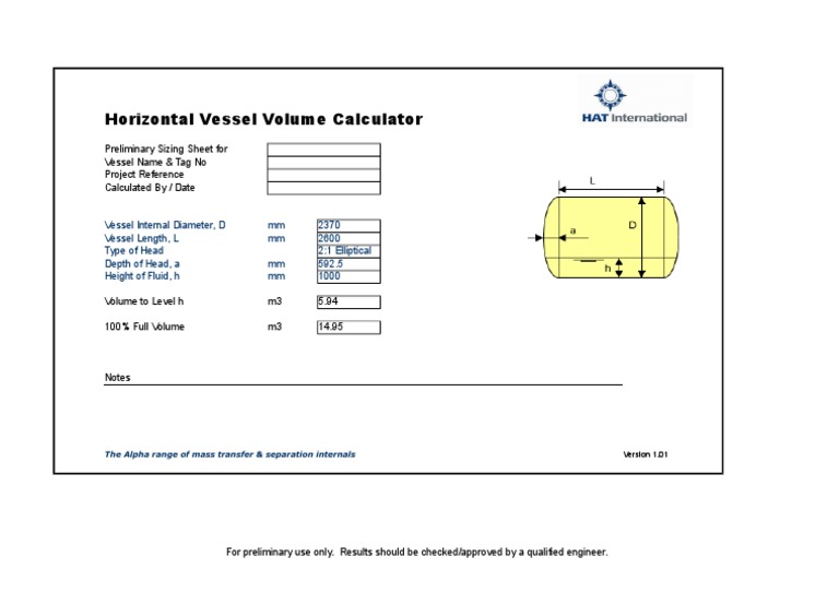 Horizontal Vessel Volume Calculator | PDF