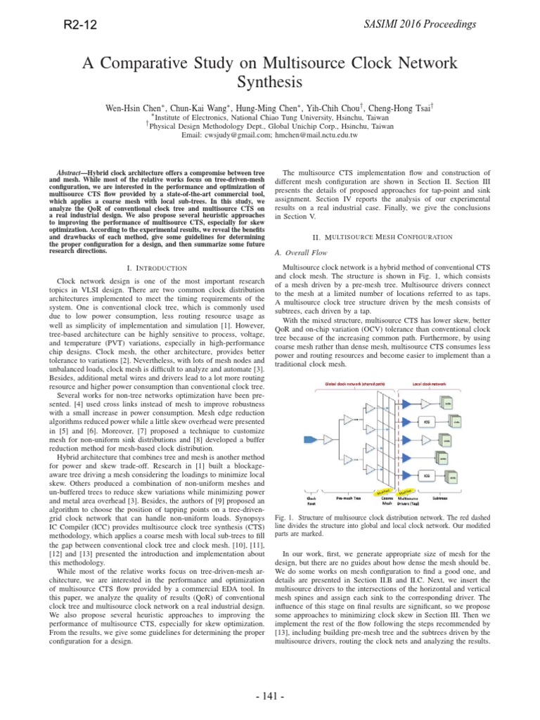 A Comparative Study On Multisource Clock Network Synthesis | PDF ...