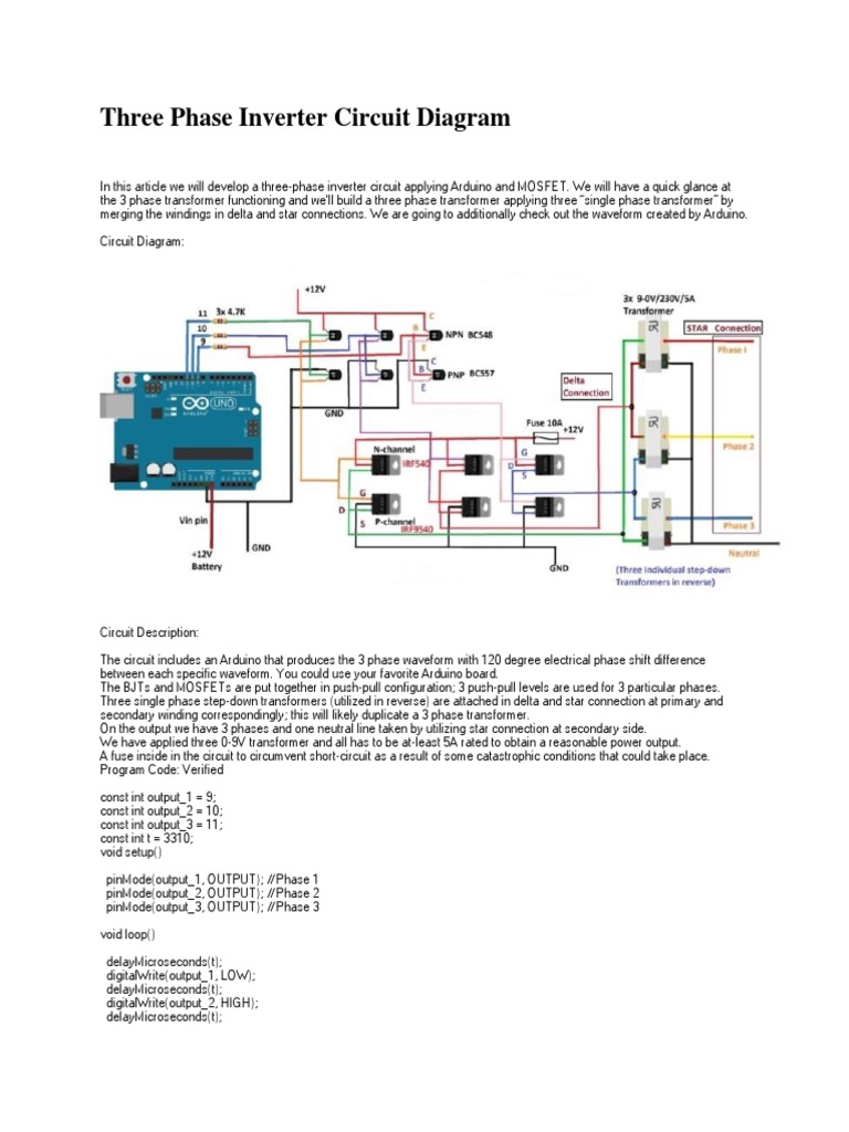 Three Phase Inverter Circuit Diagram | PDF | Transformer | Power Inverter