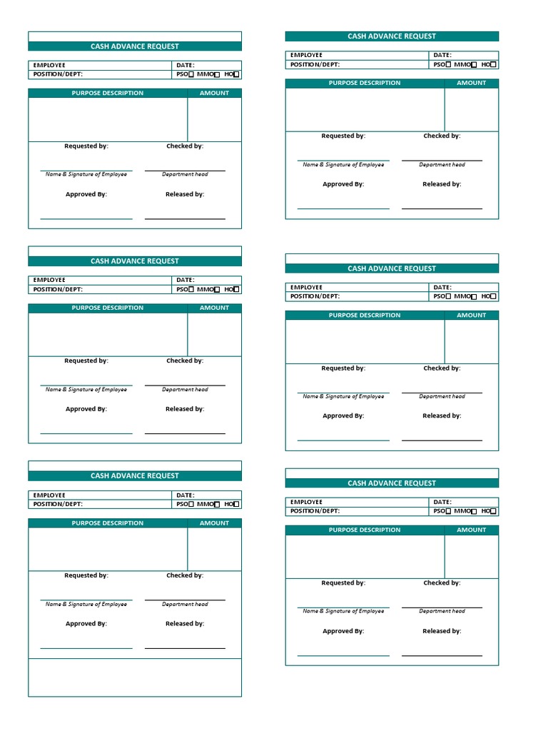 Cash Advance Request Form | PDF | Business