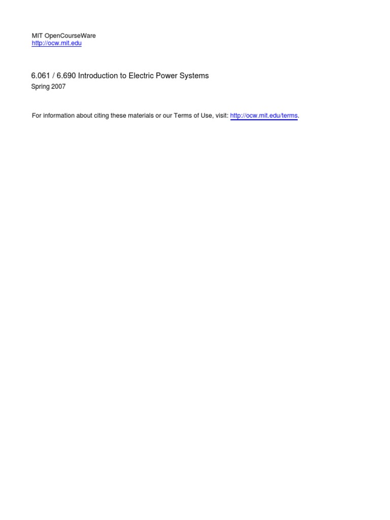 6.061 / 6.690 Introduction To Electric Power Systems: Mit ...