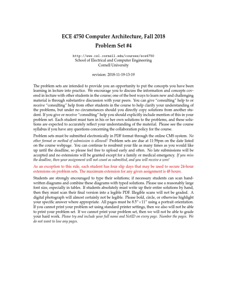 Ece 4750 Pset 4 | PDF | Computer Architecture | Areas Of Computer Science