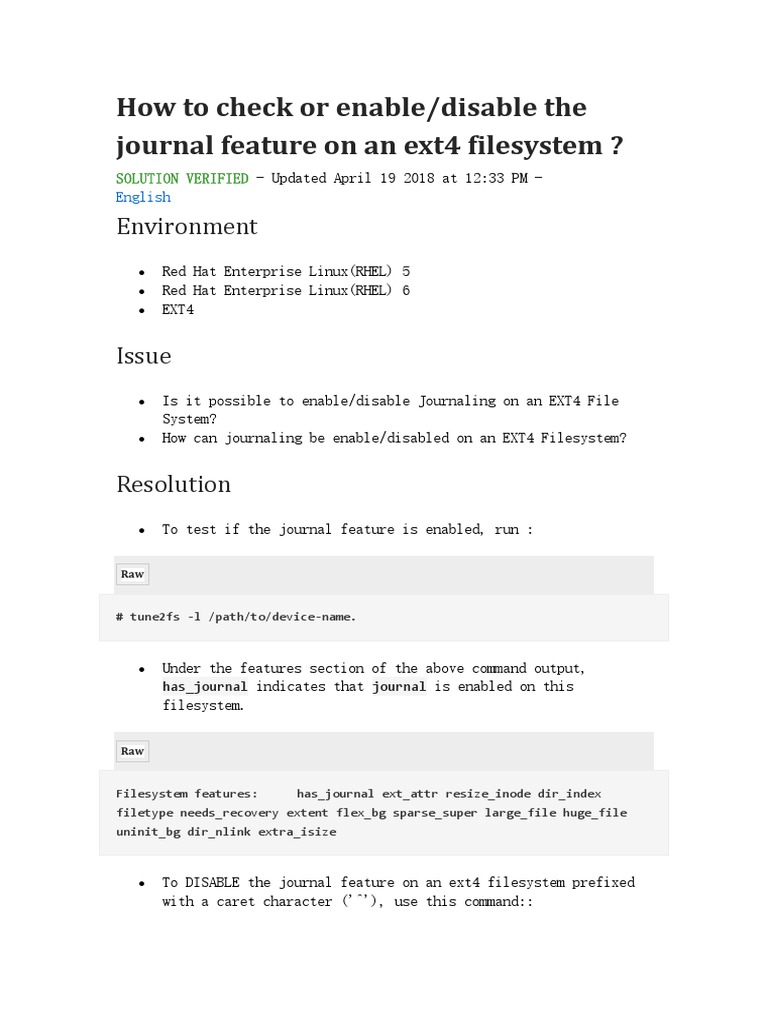 How To Check or Enable/disable The Journal Feature On An Ext4 ...