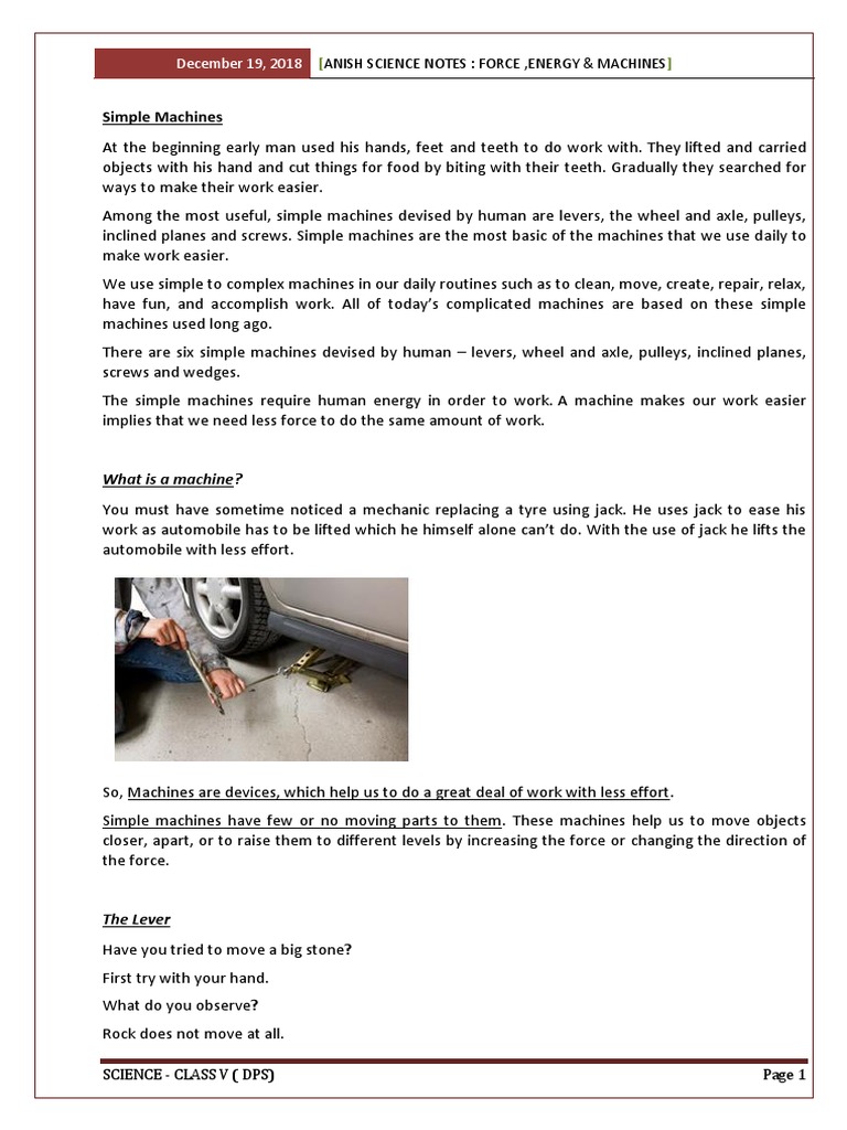Force Simple Machines | PDF | Machines | Lever