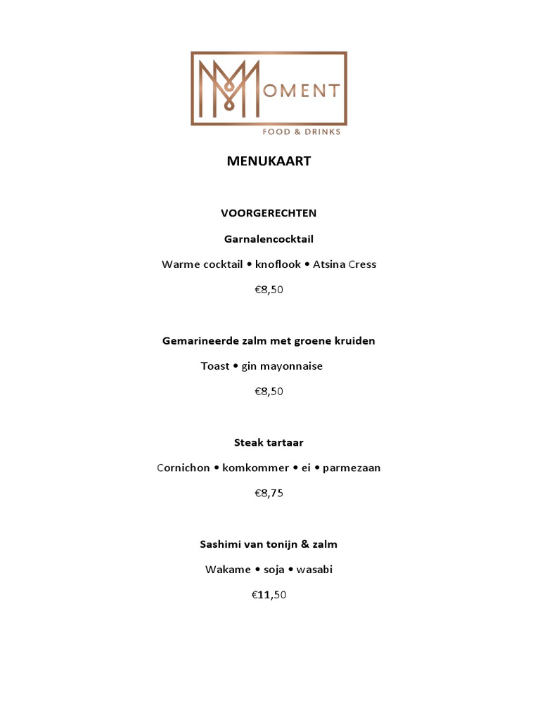 Restaurant Moment Menukaart 191218 | PDF