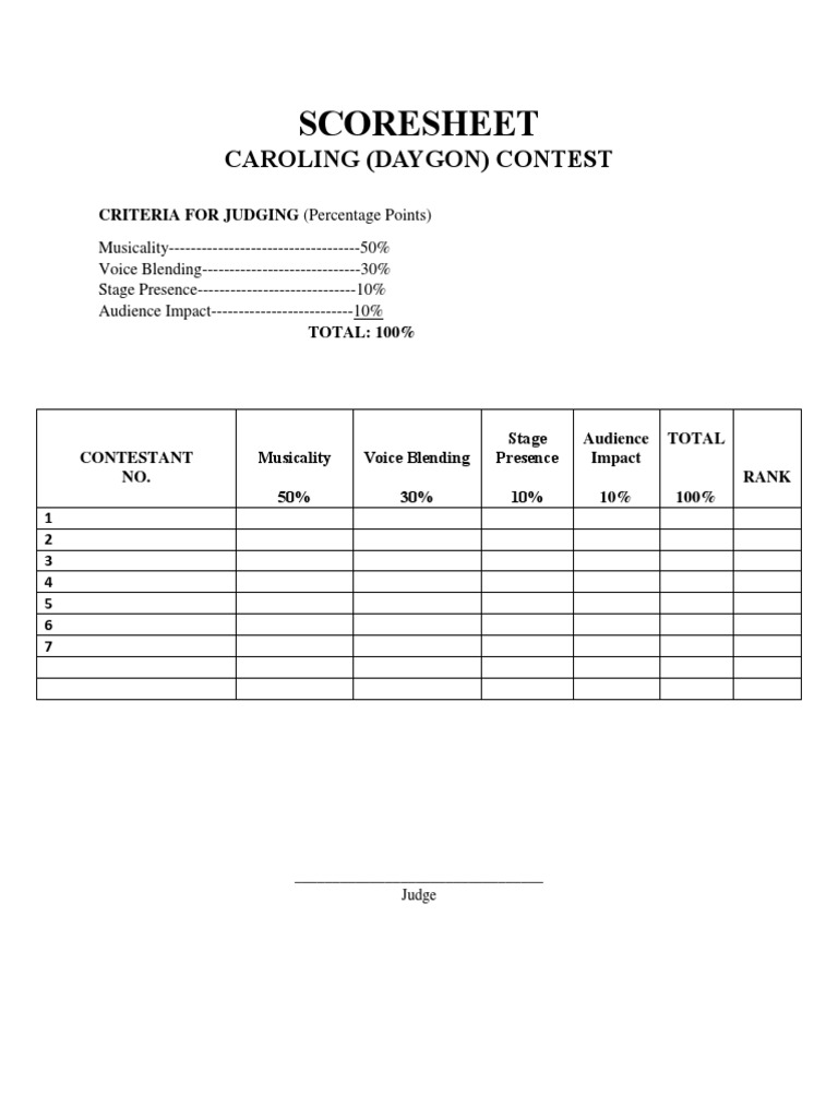 Judging Criteria and Scoresheets for Three Performing Arts Competitions ...