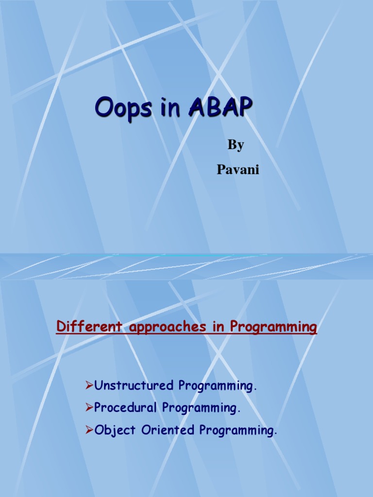 Oops In Abap By Pavani Pdf Inheritance Object Oriented Programming Class Computer
