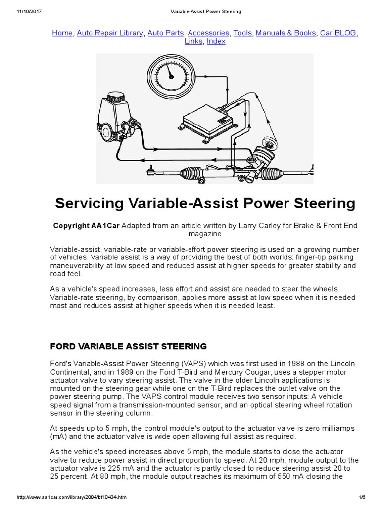 Servicing Variable-Assist Power Steering | PDF | Steering | Valve