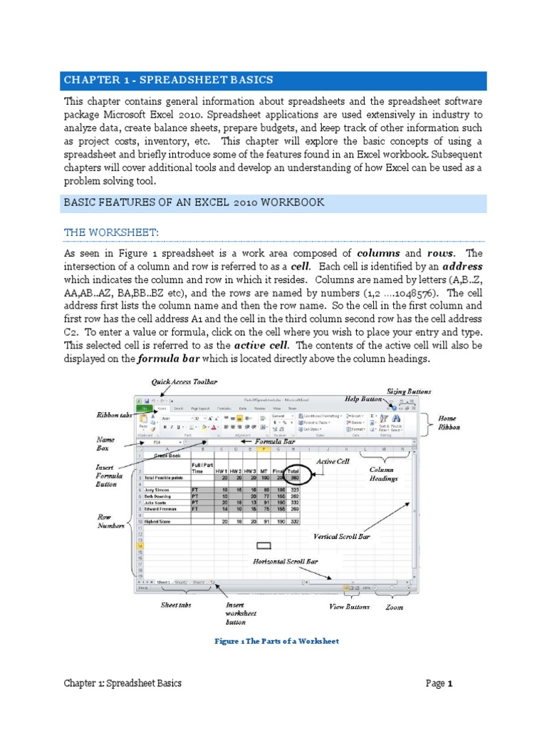 Chapter 1 Spreadsheet Basics | PDF | Spreadsheet | Microsoft Excel