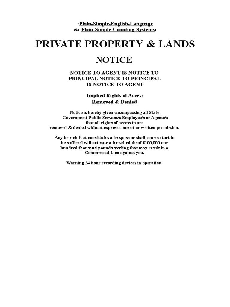 Private Property & Lands: Notice