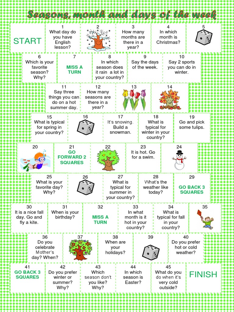 Seasonal English Board Game Guide | PDF | Leisure