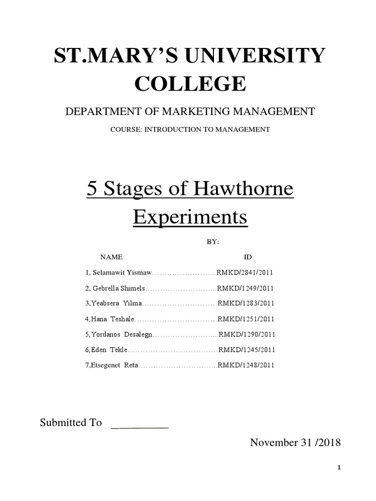 Five Stages of Hawthorne Experiments | PDF | Social Group | Motivation
