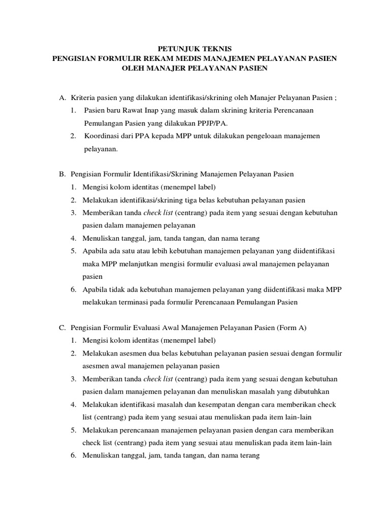 Juknis Pengisian Form MPP | PDF