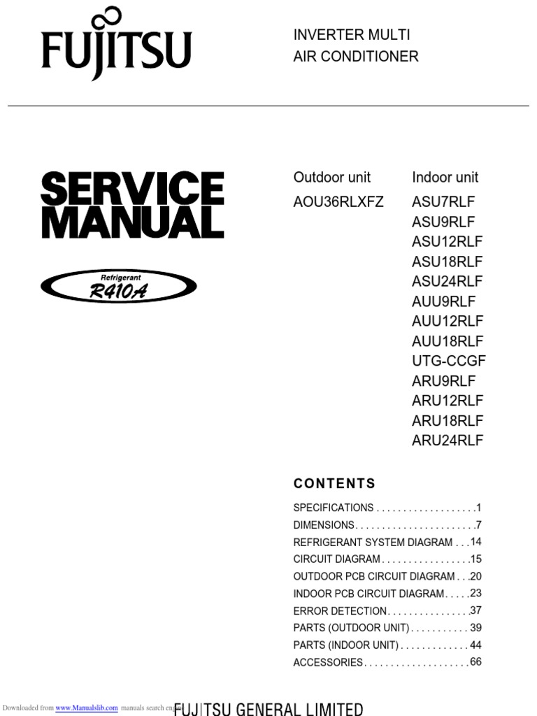 Fujitsu Air Conditioner Service Manual | PDF