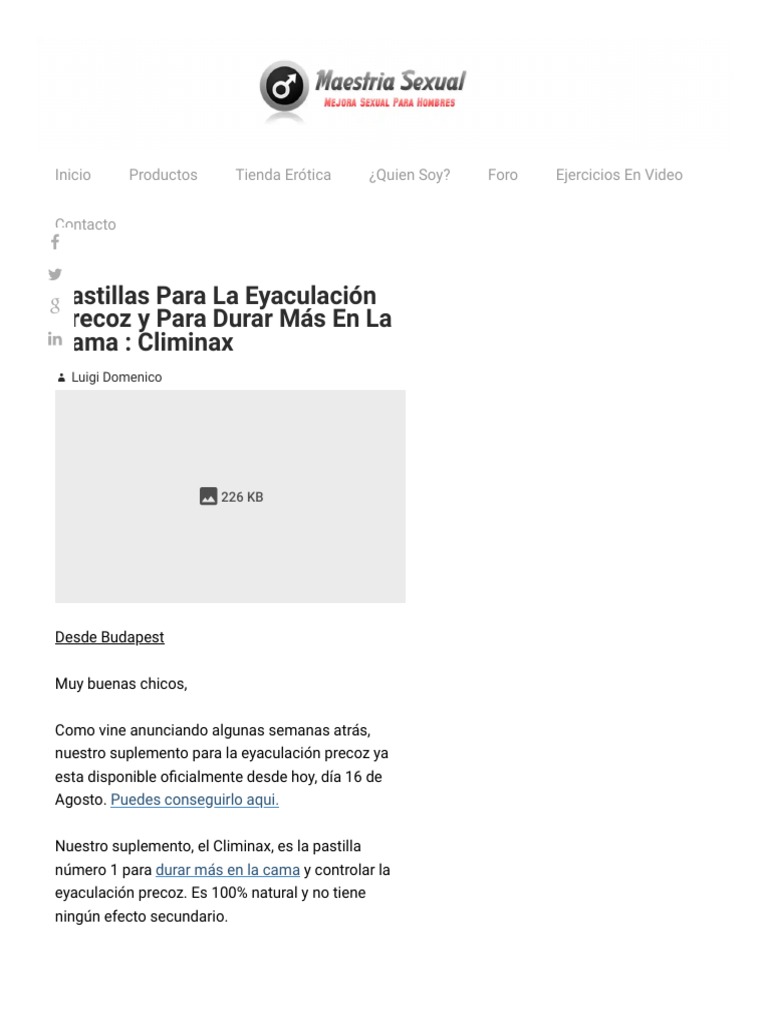 Pastillas para La Eyaculación Precoz y para Durar Más en La Cama ...