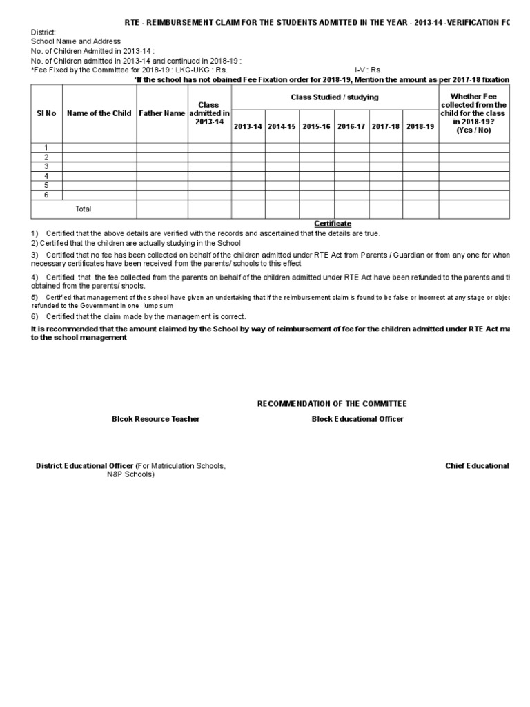 RTE Verification Format (3) | Government | Politics