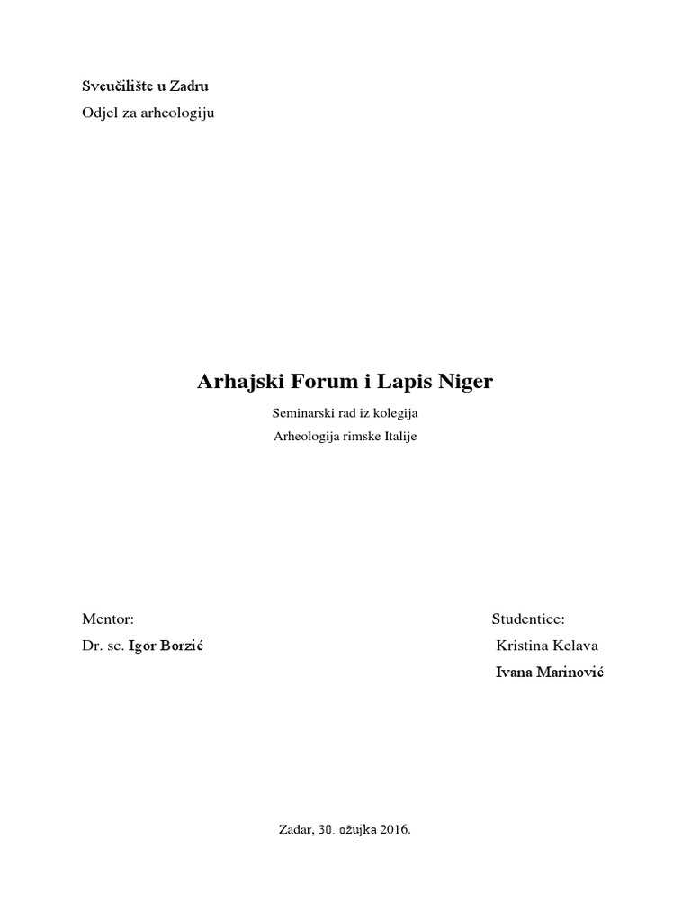 Arhajski Forum I Lapis Niger | PDF