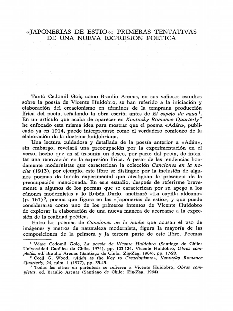 Huidobro y la Nueva Poesía Creacionista | PDF | Poesía