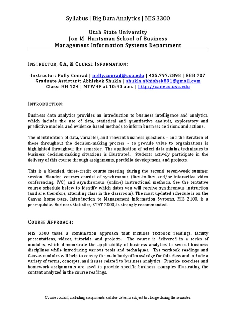 Preparing for Success in Big Data Analytics: An Overview of the MIS ...