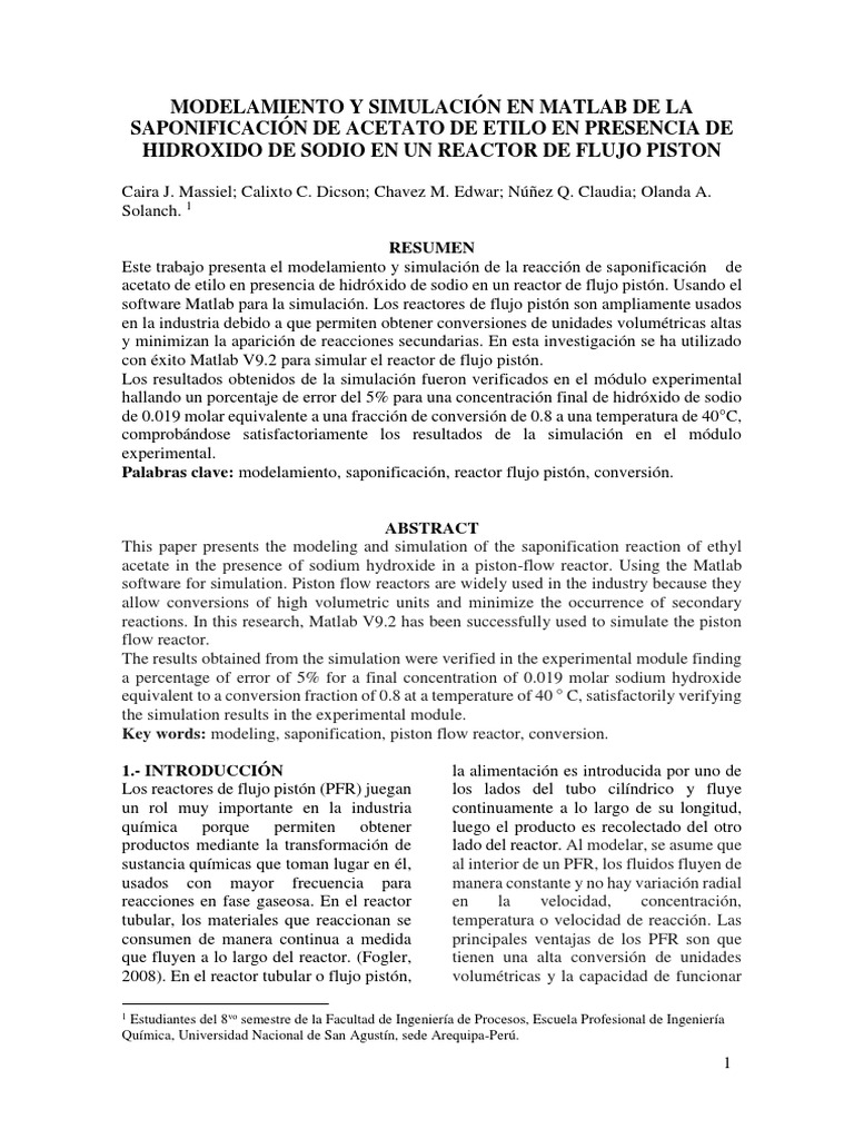 Paper - Investigacion Formativa - Reactor PFR | PDF | Reactor Quimico ...