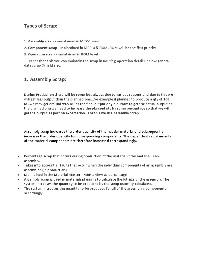 Understanding Scrap Types in SAP PP | PDF | Scrap | Percentage