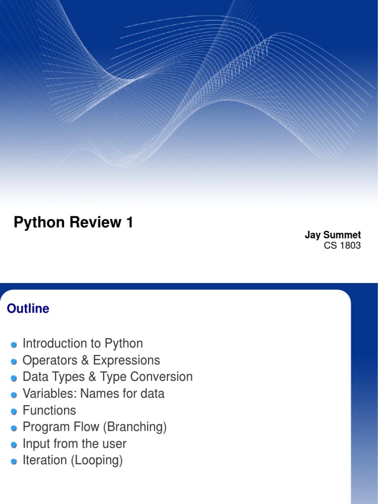 Python Review 1: Jay Summet | PDF | Control Flow | Subroutine