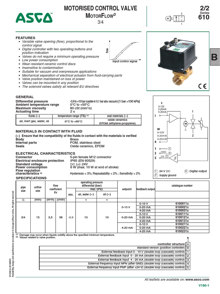 ASCO Motorised Control Valve Series 610 | PDF | Valve | Power Supply