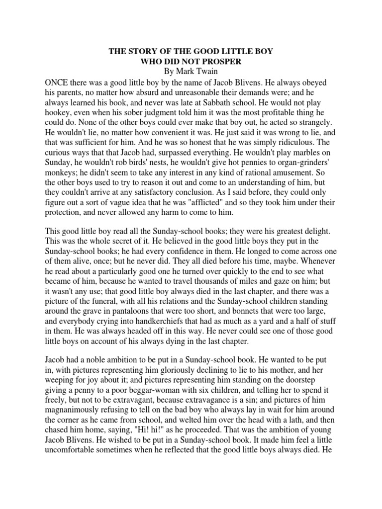 The Story of The Good Little Boy Who Did Not Prosper | PDF
