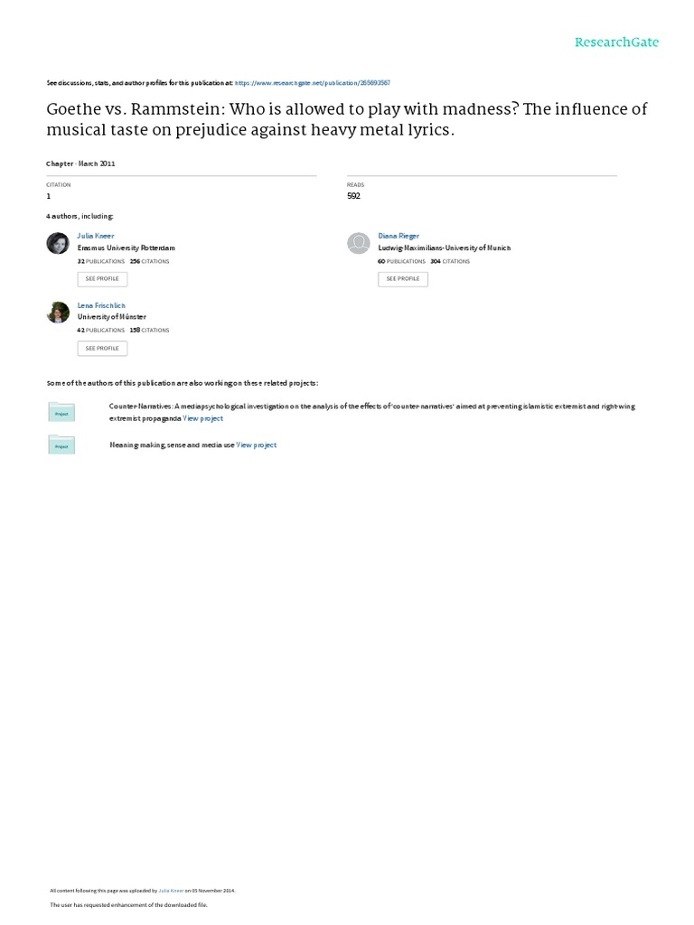 Goethe Versus Rammstein | PDF | Stereotypes | Heavy Metal Music