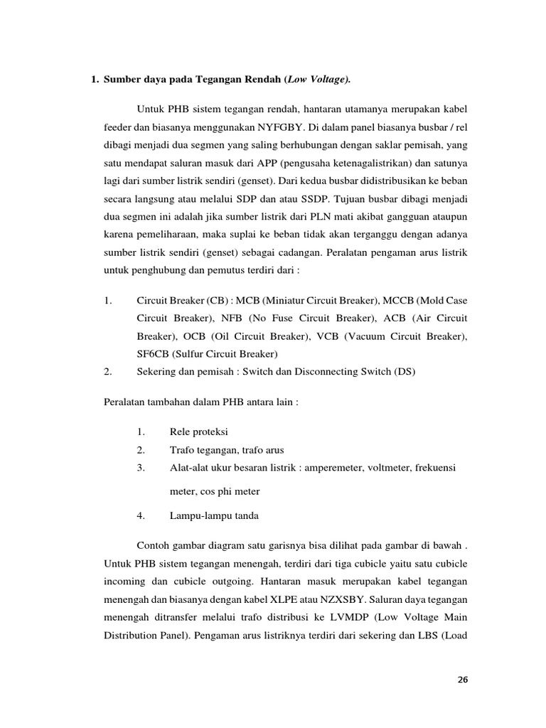 FUNGSI DAN KOMPONEN POKOK PANEL HUBUNG BAGI TEGANGAN RENDAH | PDF