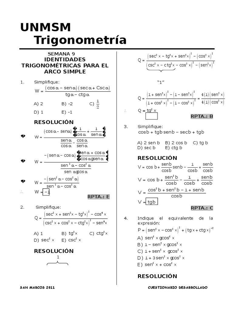 Identities and Trigonometric Expressions: Solving and Simplifying ...