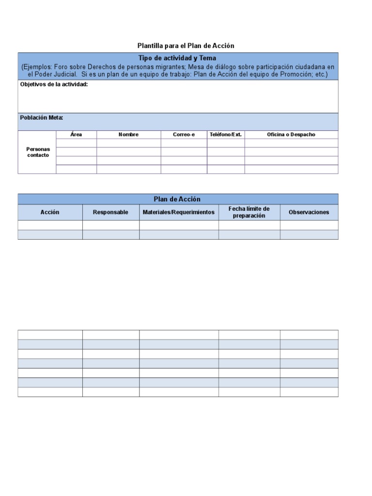 Plantilla Plan de Accion | PDF