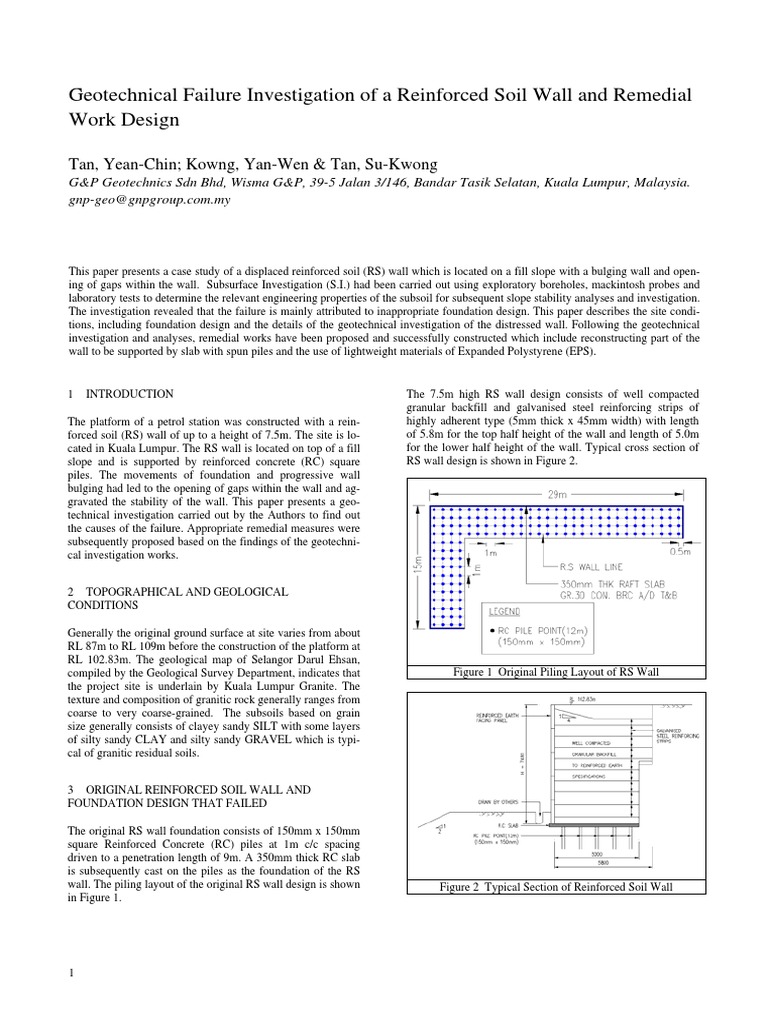 Geotechnical Failure Investigation of A Reinforced Soil Wall and ...