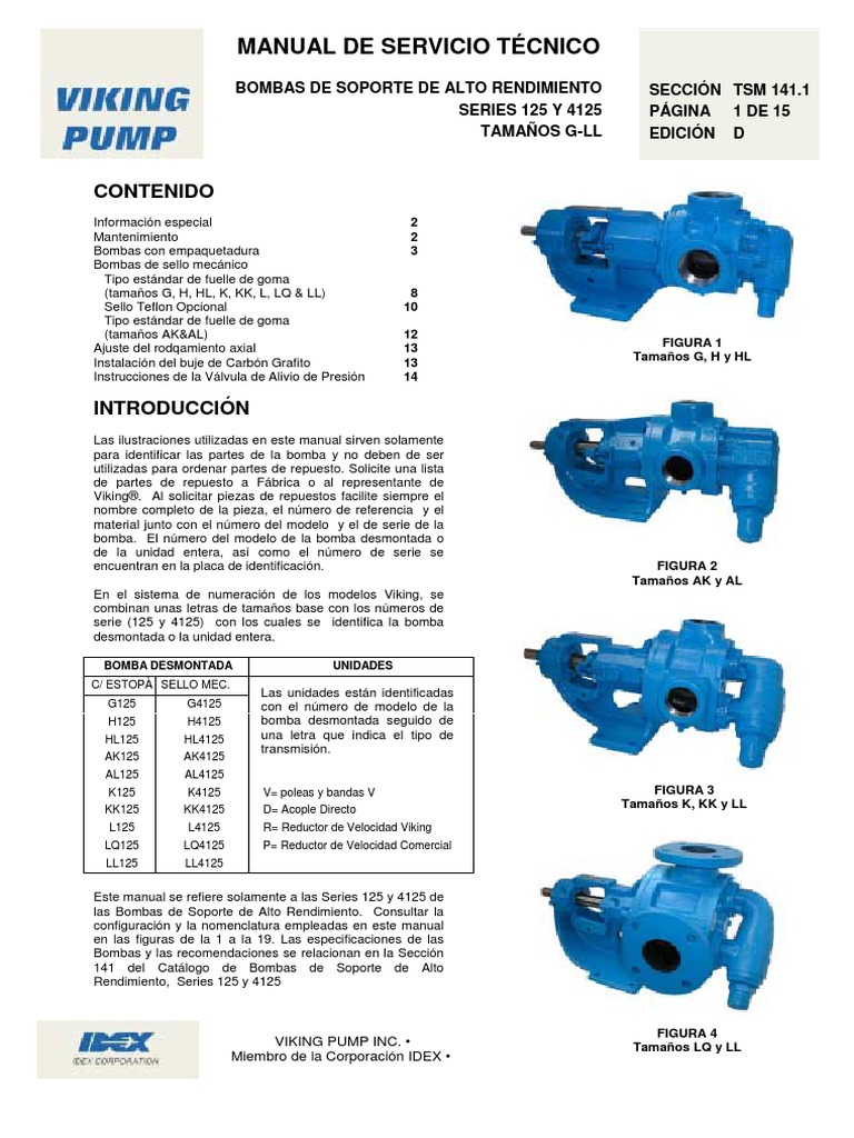 Manual de Seervicio Bomba Viking 125 y 4125 PDF | PDF | Bomba | Engranaje