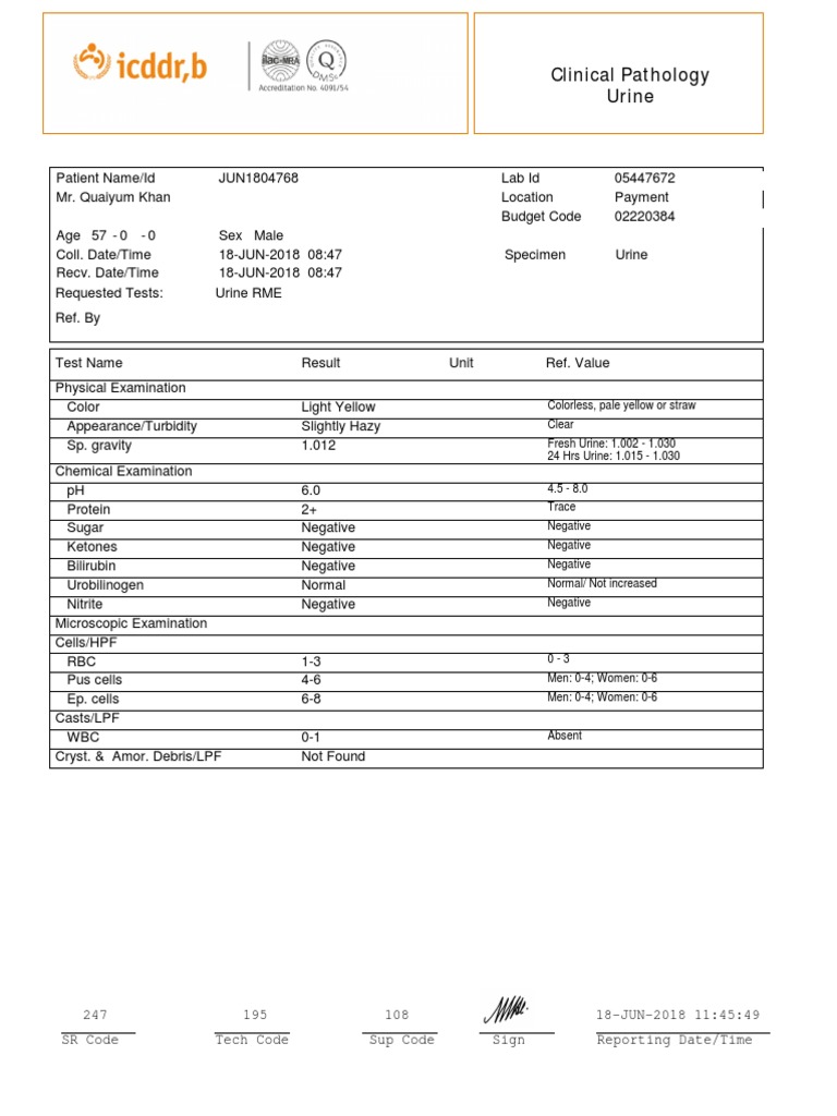 Report 05447672 | PDF | Urine | Medical Specialties