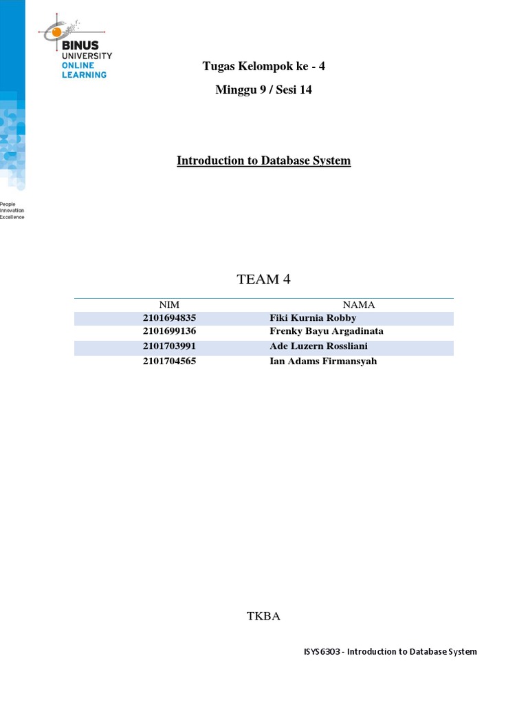 1722 Isys6303 Tkba TK4-W9-S14-R1 Team4 | PDF | Komputer