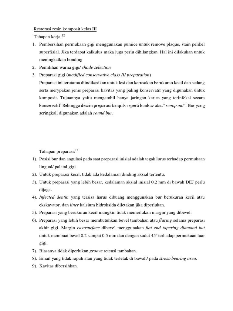 Restorasi Resin Komposit Kelas III | PDF