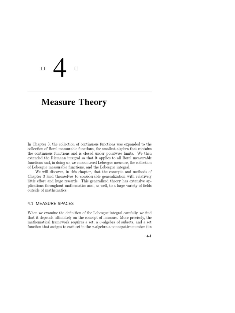 Measure Theory | PDF | Measure (Mathematics) | Lebesgue Integration Measure Theory | PDF | Measure (Mathematics) | Lebesgue Integration