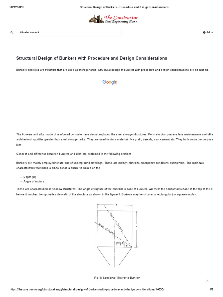 Structural Design of Bunkers - Procedure and Design Considerations | PDF | Bending | Structural ...