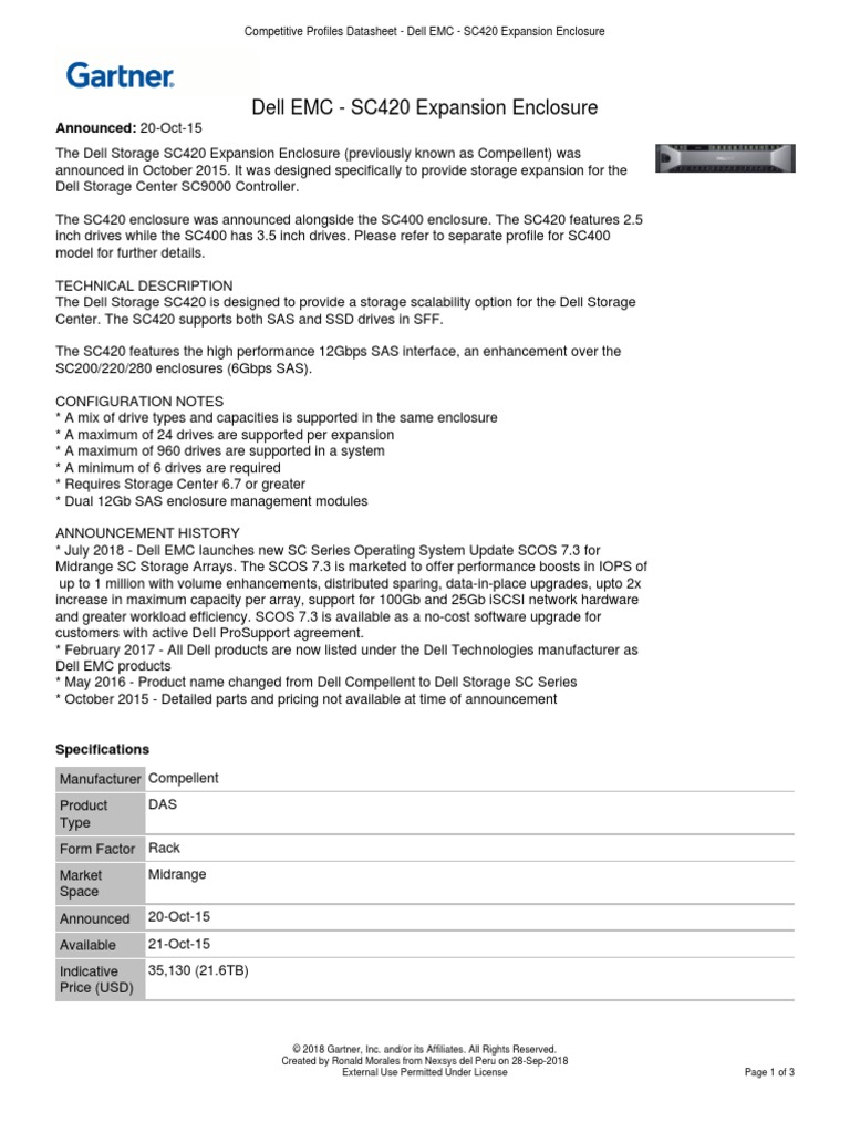 Dell Technologies SC420 Datasheet | PDF | Solid State Drive | Dell