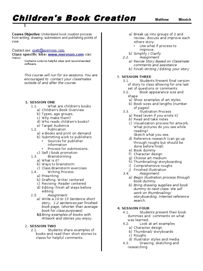 Creating Children's Book Outlines | PDF | Books | Publishing