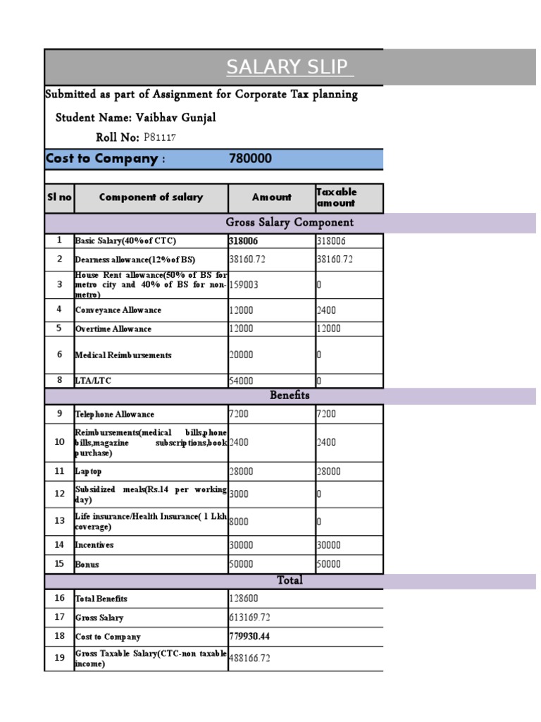 CTC Calculation | PDF | Life Insurance | Tax Deduction