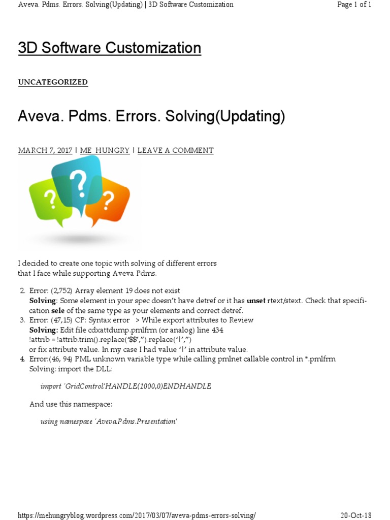 Aveva. Pdms. Errors | PDF