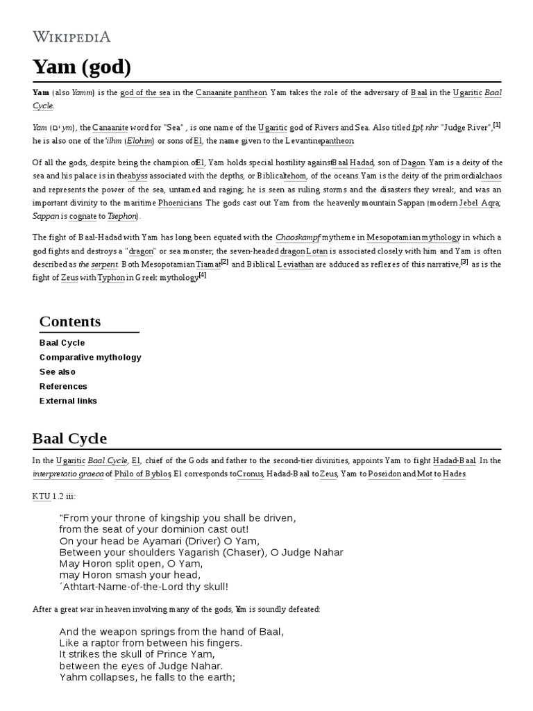 Yam (God) | PDF | Mythological Characters | Theism