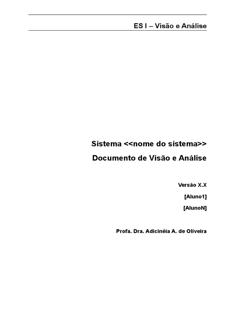 Template - Documento Visão e Análise | PDF | Diagrama de caso de uso ...