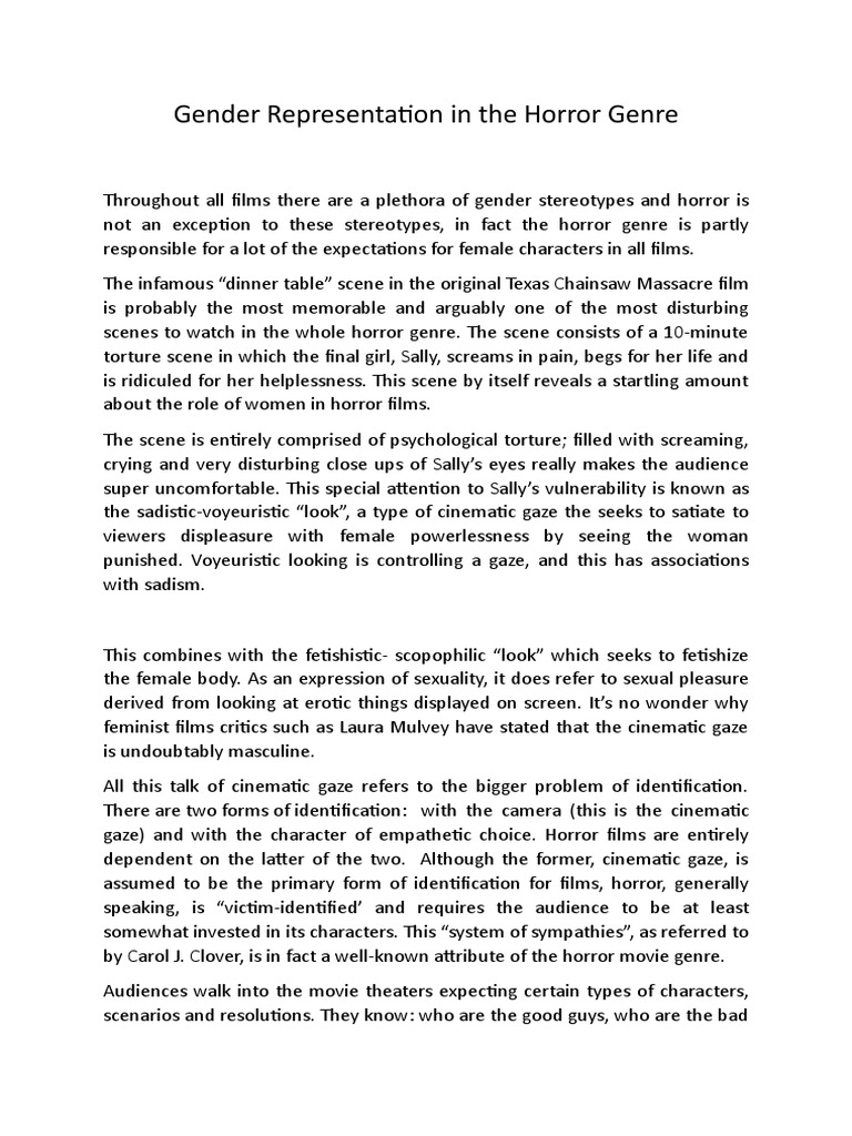 Gender Represntation in Horror Complete | PDF | Horror Films | Gender